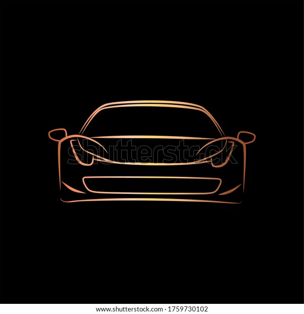 Sport Supercar Front View Line Art Stock Vector (Royalty Free ...