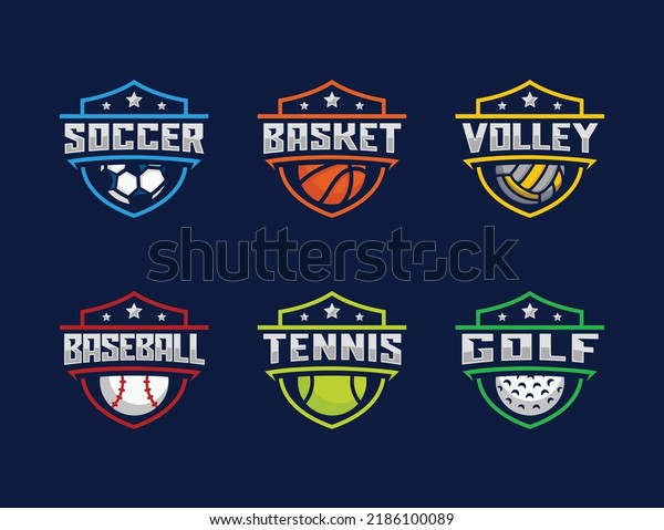 Sport Team Emblem Logo Set Design Stock Vector (Royalty Free ...