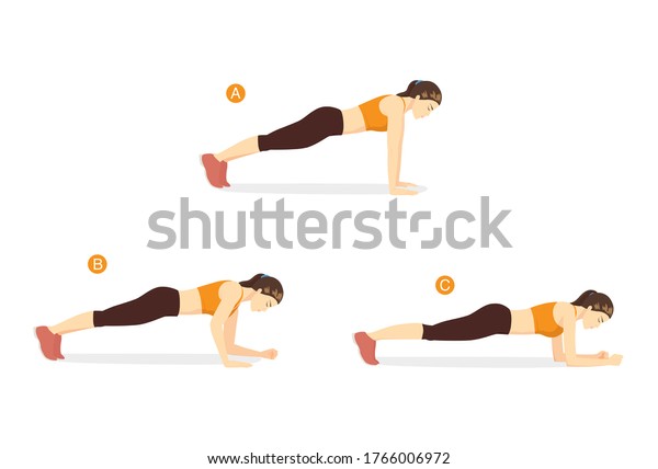 Sport Women Doing Exercise Plank Walk Stock Vector (Royalty Free ...