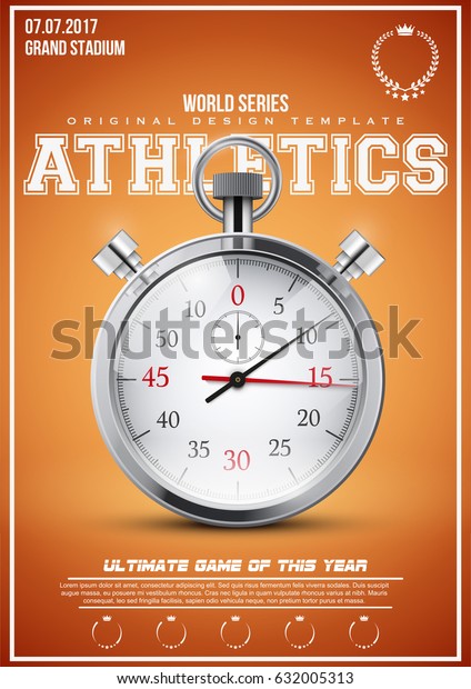 Sporting Poster Athletics Stop Watch Green Stock Vector (Royalty Free ...