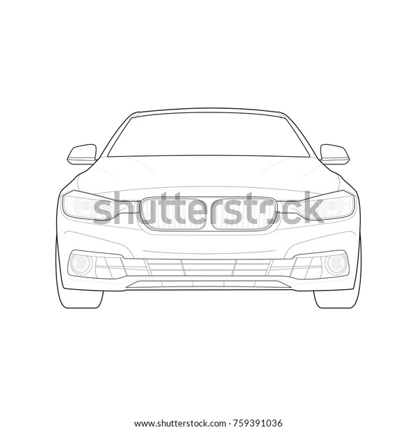 Sports Car Technical Drawing Front View: เวกเตอร์สต็อก (ปลอดค่า ...