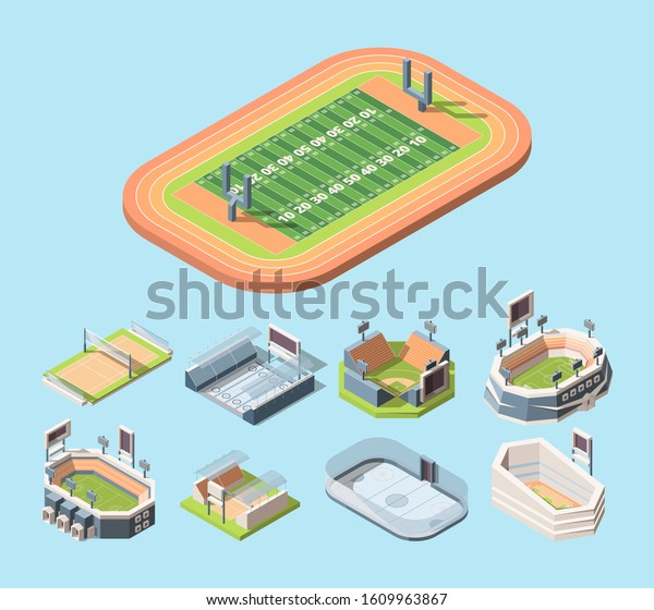 Sports Fields Stadiums Vector Isometric Illustrations Stock Vector ...