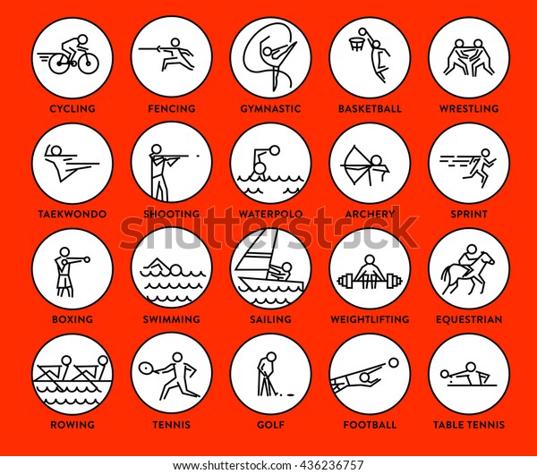 Sports Minimal Linear Vector Icon Series Stock Vector (Royalty Free ...