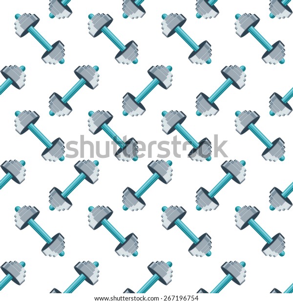 Sports Seamless Pattern Dumbbells Background Fitness Stock Vector ...