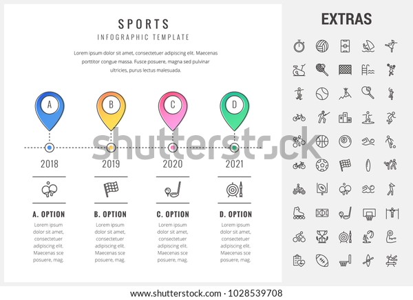 Sports Timeline Infographic Template Elements Icons: เวกเตอร์สต็อก ...