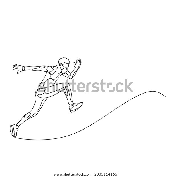 Sportsman Line Drawing Line Art Vector Stock Vector (Royalty Free ...
