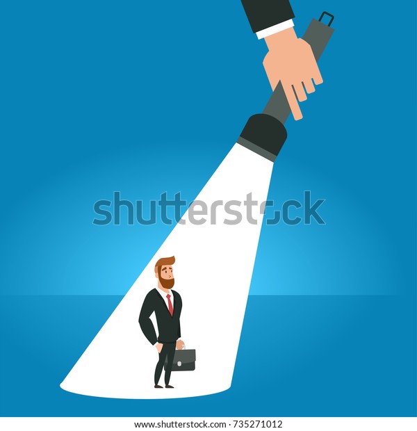 Spotlight Hand Holding Flashlight Pointing Standing Stock Vector ...