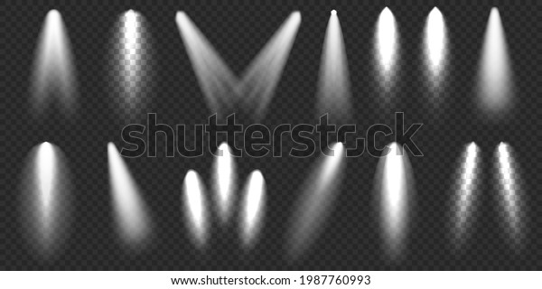 Spotlights Collection Bright Light Beam Transparent Stock Vector ...