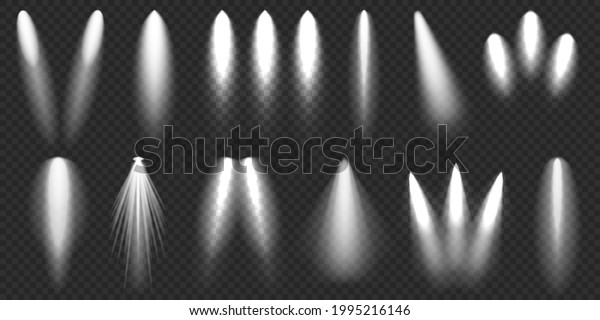 Spotlights Collection Bright Light Beam Transparent Stock Vector ...