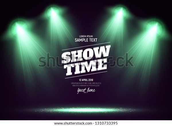 Spotlights Scene Presentation Illuminated By Spotlights Stock Vector ...
