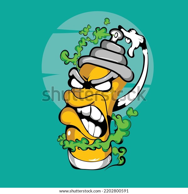 Spray Can Graffiti Cartoon Angry Face Stock Vector (Royalty Free ...
