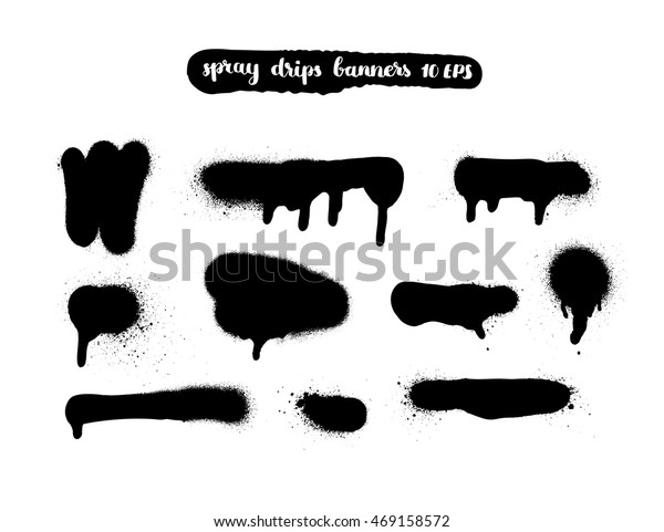 Spray Drip Banner Set Ink Brush Stock Vector (Royalty Free) 469158572