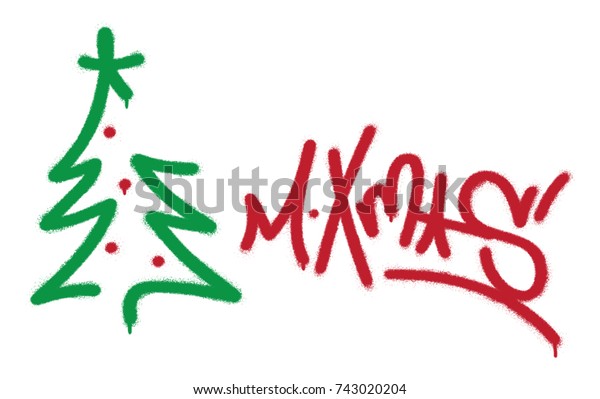 Spray Graffiti Tag Mxmas Abbreviation Merry Stock Vector Royalty Free 743020204