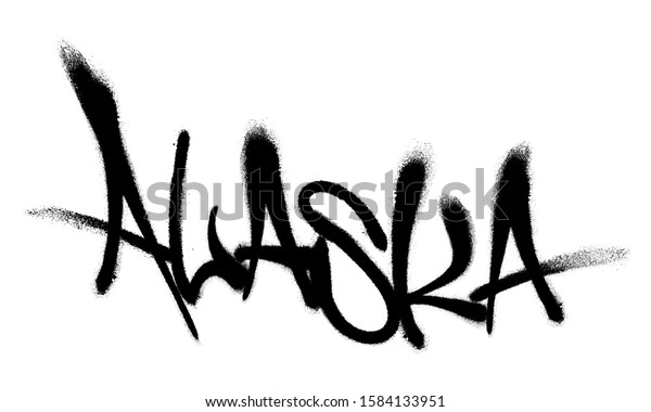 Sprayed Alaska Font Graffiti Overspray Black: vector de stock (libre de ...