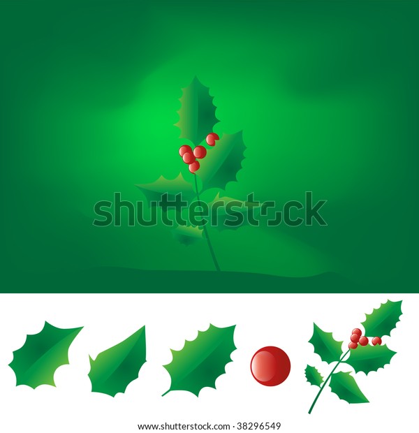 Sprig Christmas Holly Vector Illustration Stock Vector (Royalty Free ...
