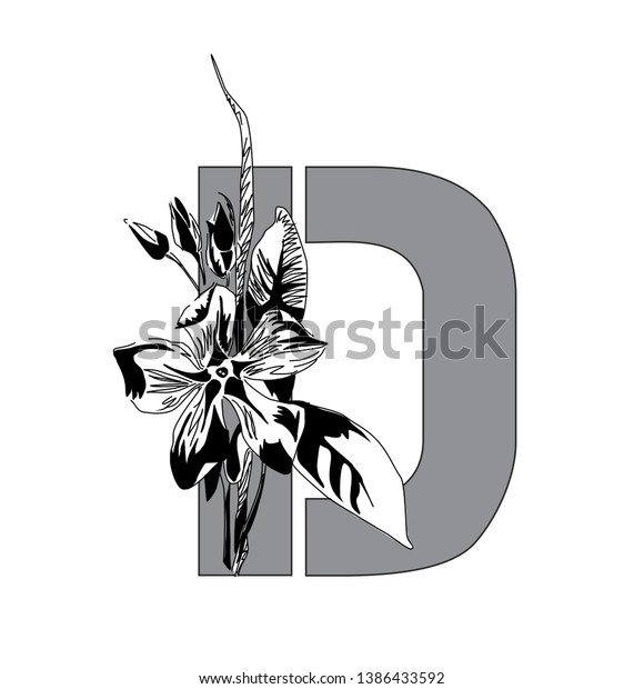 Spring Alphabet Designer Letter D Decorative Stock Vector (Royalty Free ...
