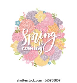 Spring Background Design Colorful Flowers Bright Stock Vector (Royalty ...