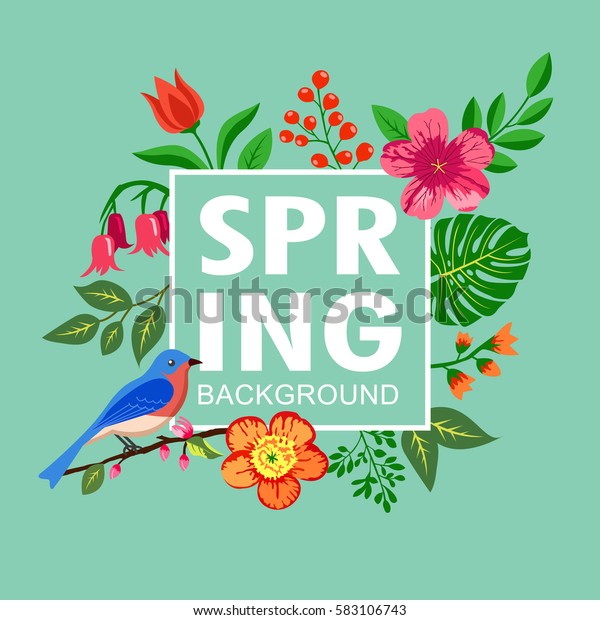 Spring Background Floral Art Design Poster Stock Vector (Royalty Free ...