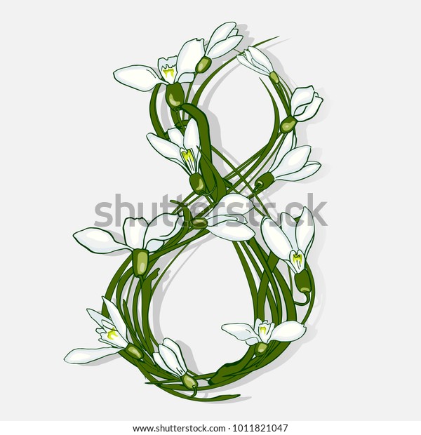 Spring Background Snowdrop Flower Congratulation Greeting Stock Vector ...