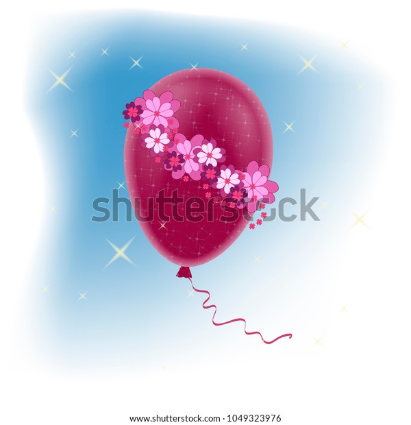 Spring Balloon Floral Wreath Vector Illustration Stock Vector (Royalty ...