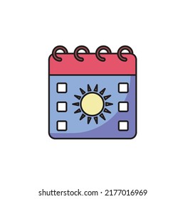 Spring Calendar Icon Filled Outline Style Stock Vector (Royalty Free ...
