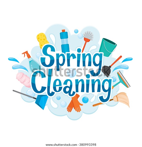 Spring Cleaning Letter Decorating Equipment Housework Stock Vector ...