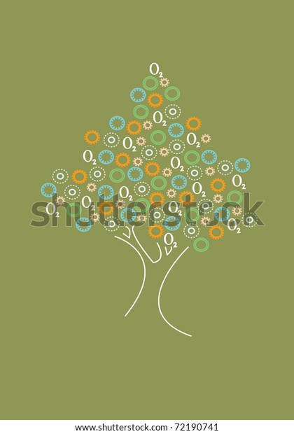 Spring Colorful Tree Oxygen Symbols Stock Vector (Royalty Free ...