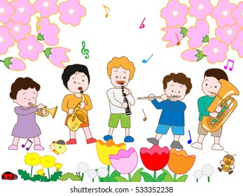 Children Entering School Pencil Drawing On Stock Illustration 364940924
