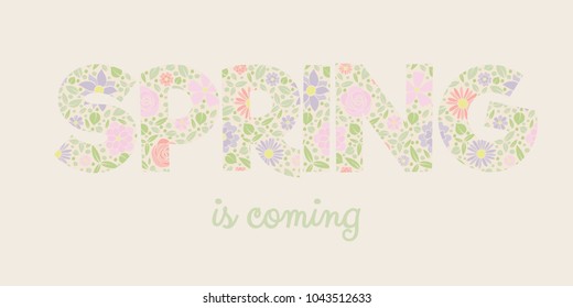 Spring Cute Header Floral Calligraphy Vector Stock Vector (Royalty Free ...
