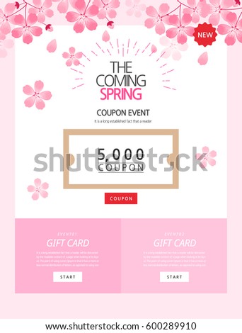 Spring Event Page Landing Page Coupon 스톡 벡터(사용료 없음) 600289910 ...