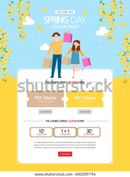 Spring Event Page Landing Page Coupon Stock Vector (Royalty Free ...