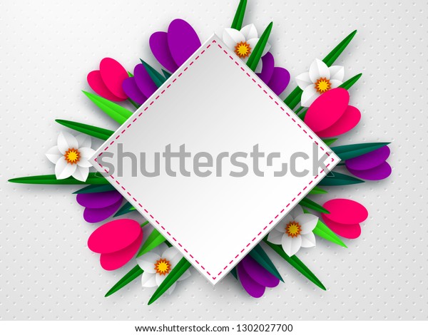 Spring Floral Composition Empty Template Greetings Stock Vector ...