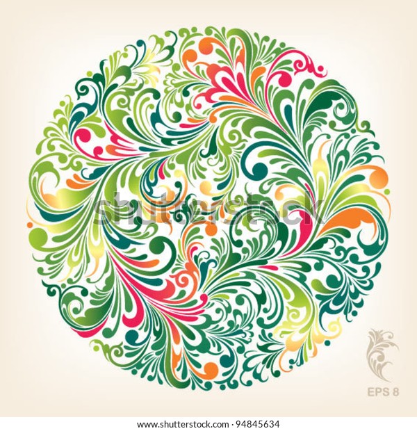 Spring Floralornament Circle Vector Illustration Stock Vector (Royalty ...