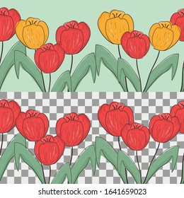 Spring Flower Border Red Tulip Border Stock Vector (Royalty Free ...