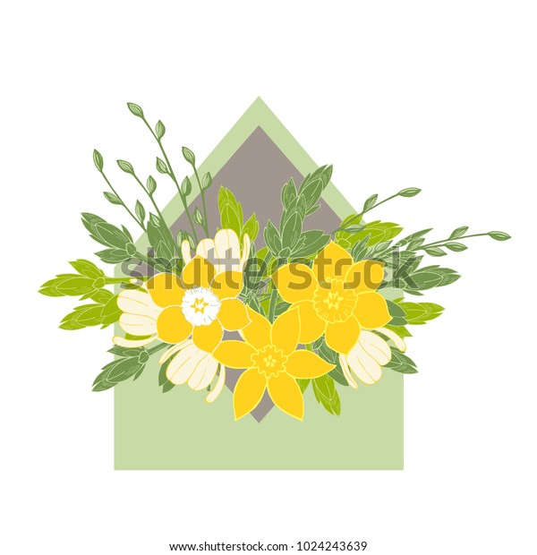 Spring Flowers Envelope Vector Illustration Stock Vector (Royalty Free ...