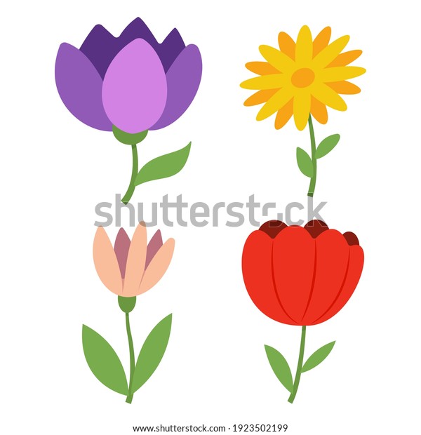 Spring Flowers Vector Cartoon Illustration Isolated Stock Vector ...