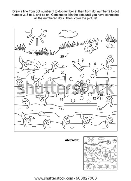 Spring Gardening Themed Connect Dots Picture Stock Vector (Royalty Free ...