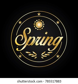 Spring Gold Typography Premium Illustration Logo Stock Vector (Royalty ...
