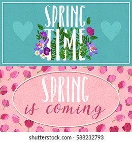 Spring Greeting Cards Spring Quotes Calligraphy Stock Vector (Royalty ...