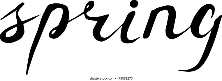 Spring Hand Drawn Lettering Isolated On Stock Vector (Royalty Free ...