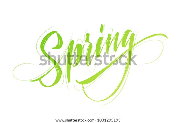 Spring Handwritten Lettering Beautiful Modern Calligraphy Stock Vector ...
