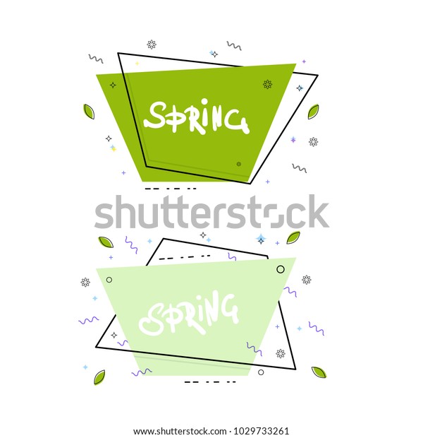 Spring Handwritten Lettering On Horizontal Banners Stock Vector ...