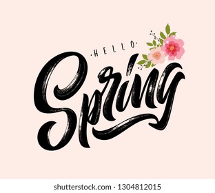 Spring Handwritten Lettering Spring Typography Vector Stock Vector ...