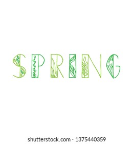 Spring Handwritten Vector Word Lettering Green Stock Vector (Royalty ...