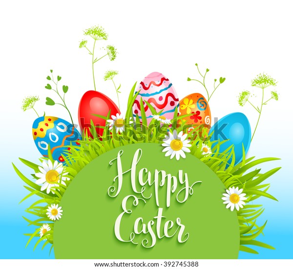 Spring Holiday Card Eggs Design Card Stock Vector (Royalty Free) 392745388