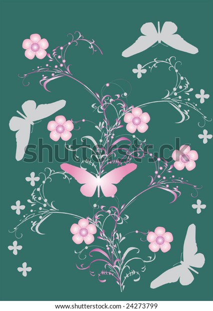 Spring Illustration Butterflies Flowers Stock Vector (Royalty Free ...