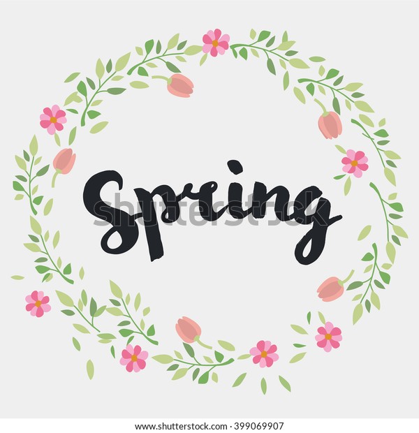 Spring lettering design logo. Decorative typography logo element on ...