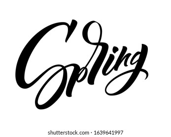 Spring Lettering Handwritten Modern Calligraphy Brush Stock Vector ...