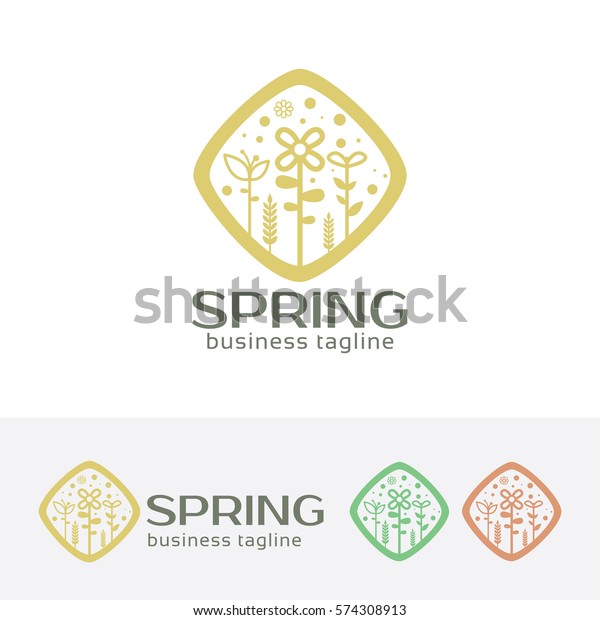 Spring Logo Design Nature Environment Logo: เวกเตอร์สต็อก (ปลอดค่า ...