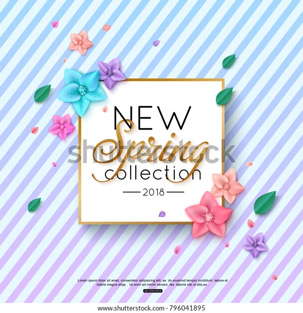 Spring New Collection Background Decorated Colorful Stock Vector ...